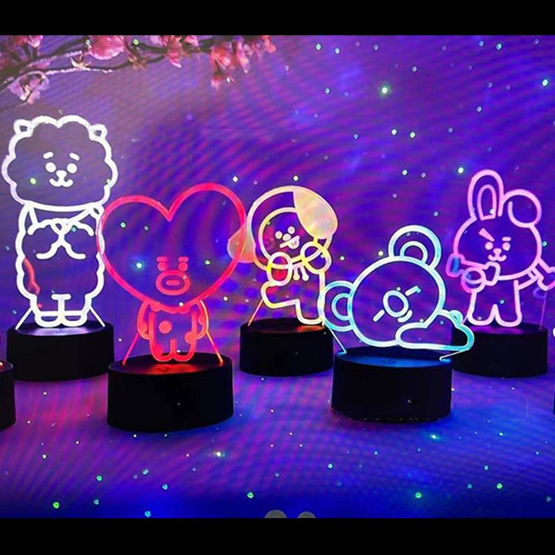 Hobby BT21 Night Light BTS Lamp Remote LED Charging USB Cartoon ...