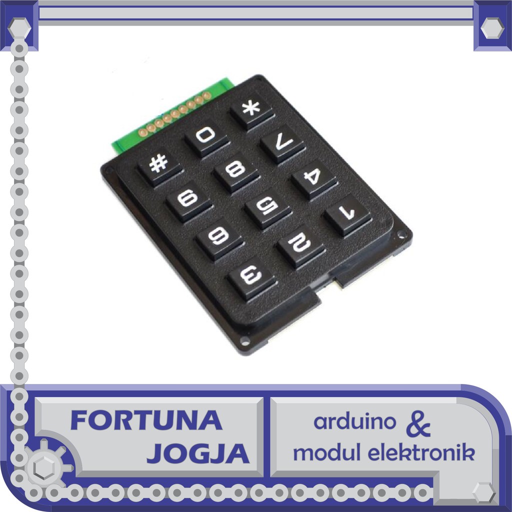 HITAM 3x4 Matrix Array Keypad Module 12 Key Solid Hard Keyboard Black ...