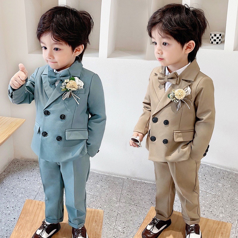 Children Formal Clothing Kids Boys Solid Color Tuxedo Attire Suits ...