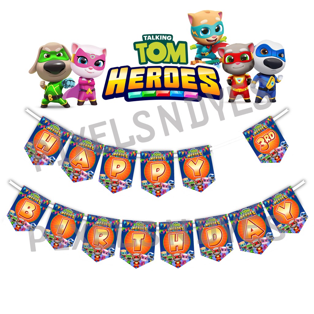 Talking Tom Personalized Party HBD Banner | Shopee Philippines
