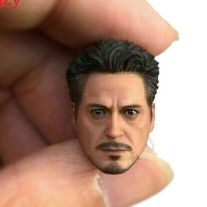 1/12 Tony Stark Head Sculpt Carved Model Iron Man Figure Toy for 6 ...