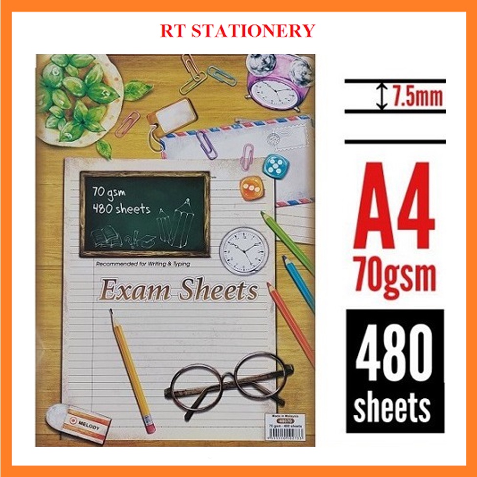 Exam Sheet / Foolscap Paper / Ruled Paper 70gsm / 480 sheets 48070 ...