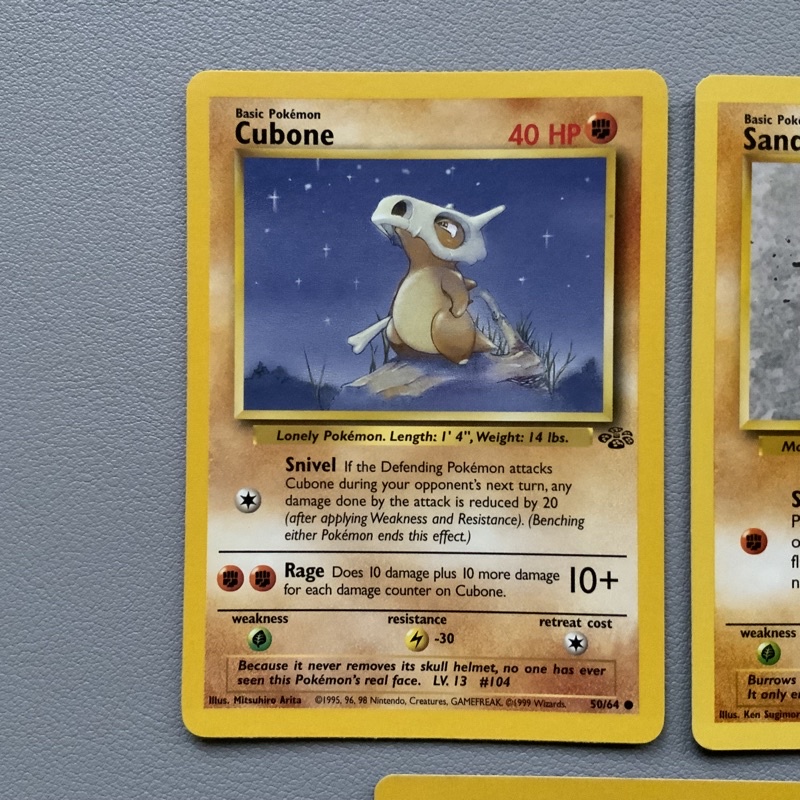 Vintage Pokemon TCG - Fighting Type Cards - Cubone Sandshrew Kabuto ...