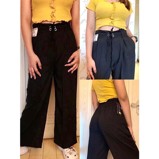 Formal Office wear Square Pants with self ribbonate belt lace ...