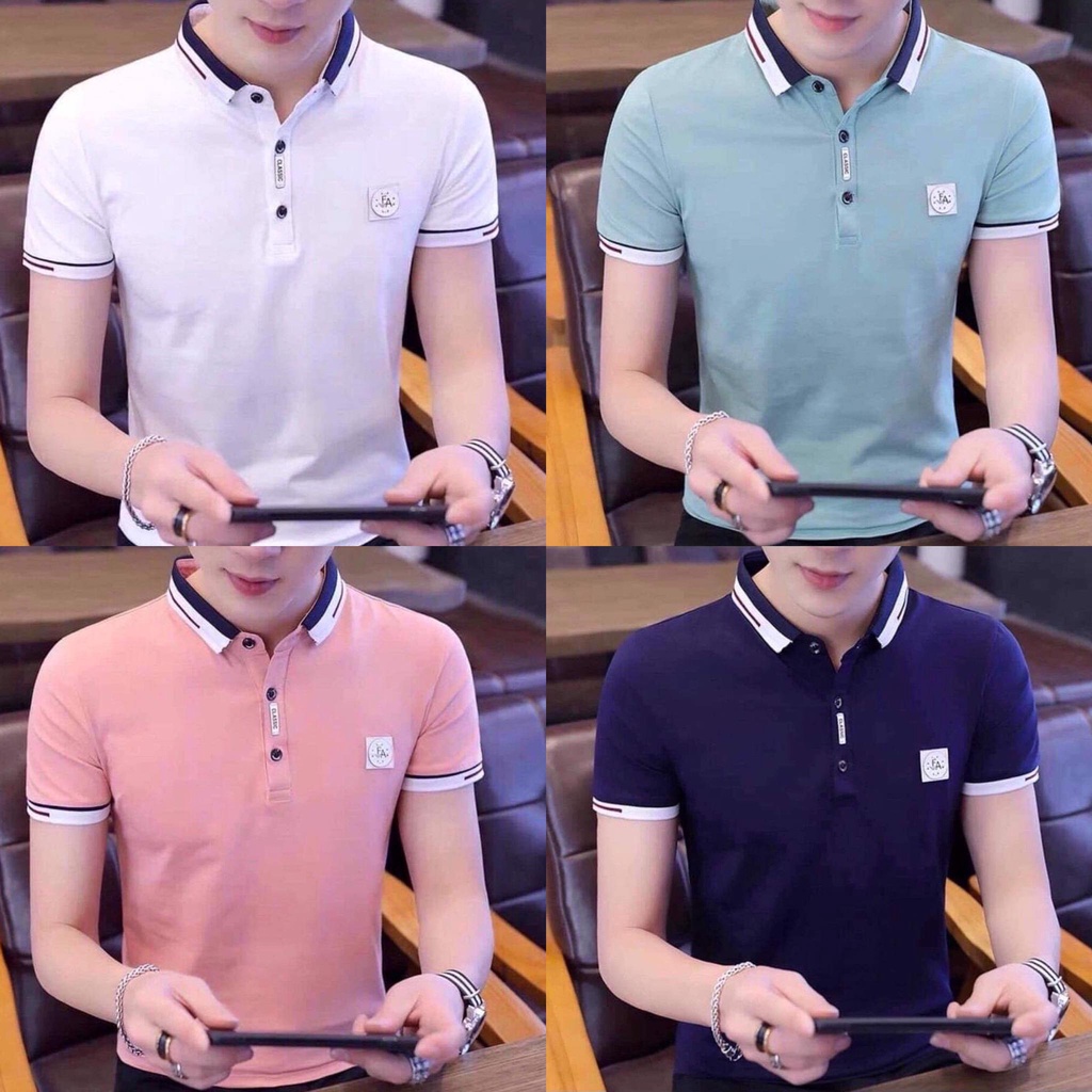 chinese collar polo shirt men's casual shirt | Shopee Philippines