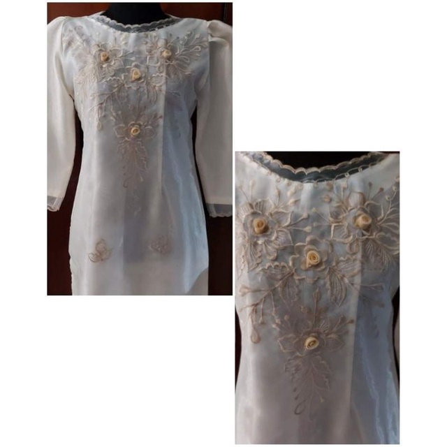 funeral dress burial gown P3 organza pinya with and without 3d flower ...