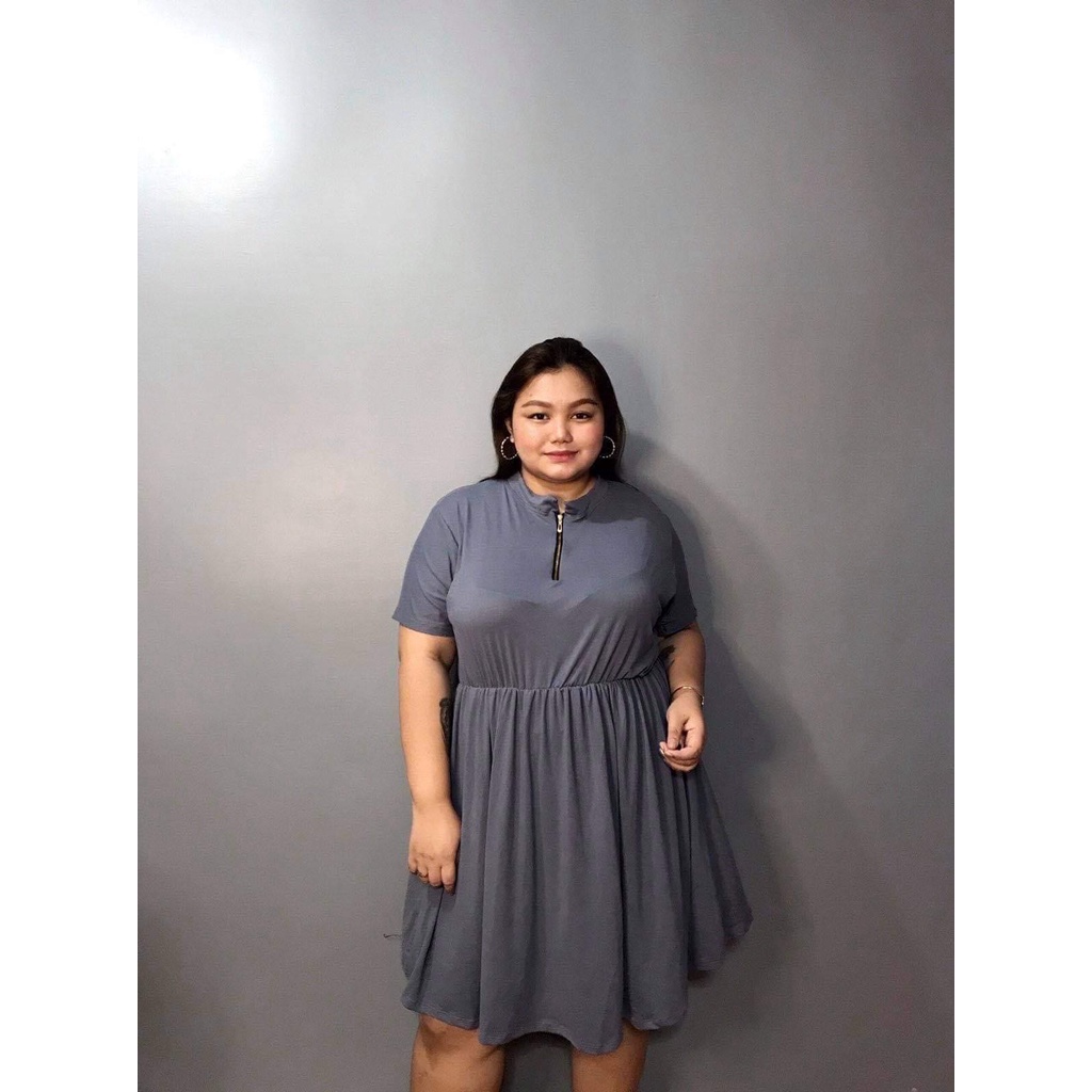 PLUS SIZE THONI ZIP-FRONT DRESS SIZE: 2XL-4XL FABRIC: COTTON SPANDEX | Shopee Philippines