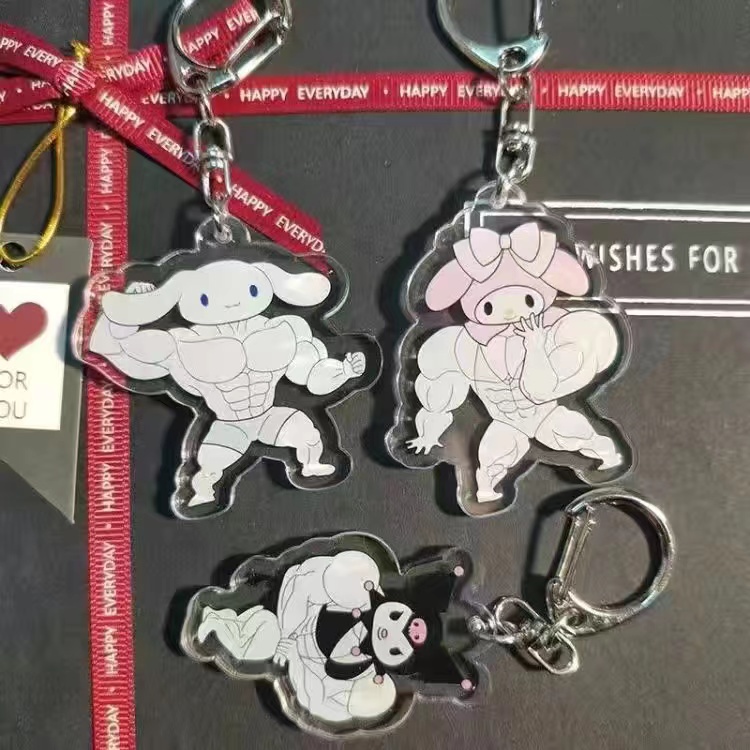 Steve Cute Muscle Sanrio Keychain Macho Melody Kuromi Jade Dog Fitness ...