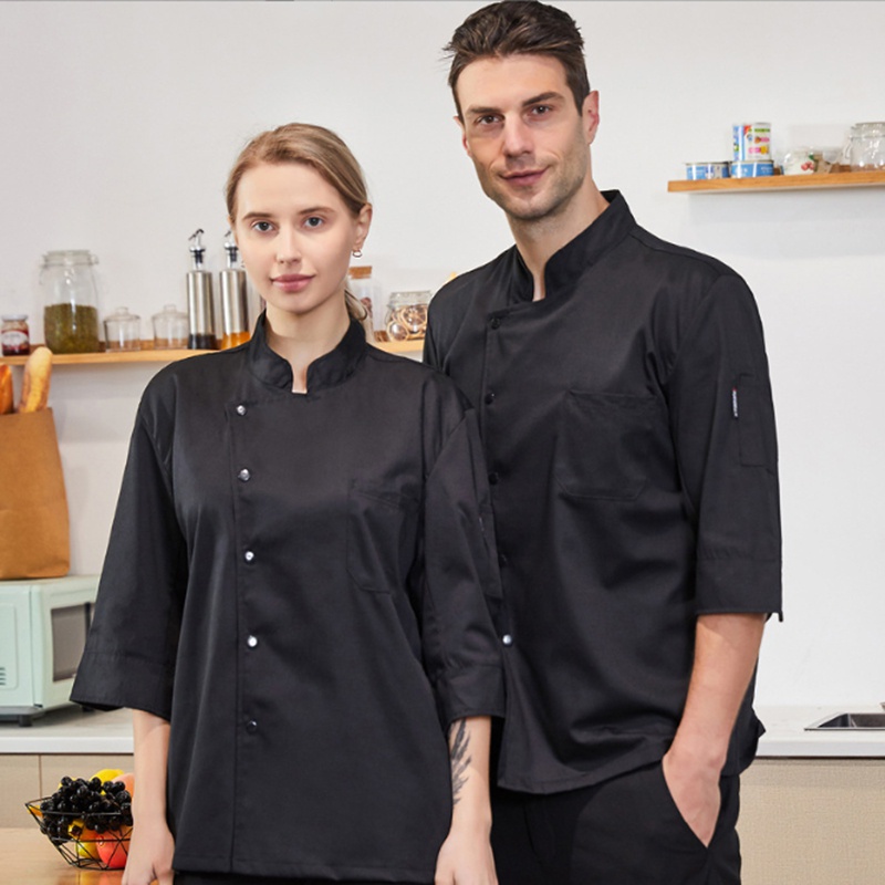 Men's and women's chef uniforms three-quarter sleeves pure cotton ...