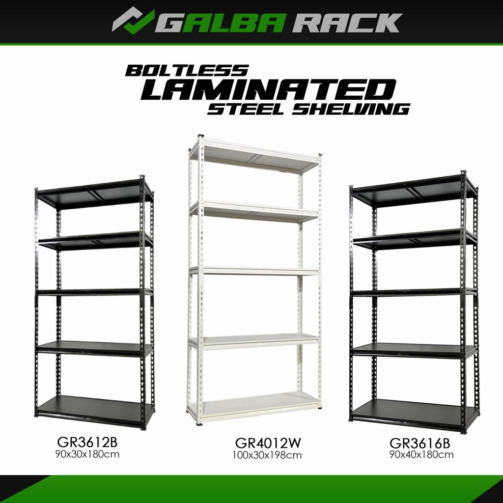 GALBA RACK Boltless Laminated Steel Shelving Adjustable Storage 3/4 ...