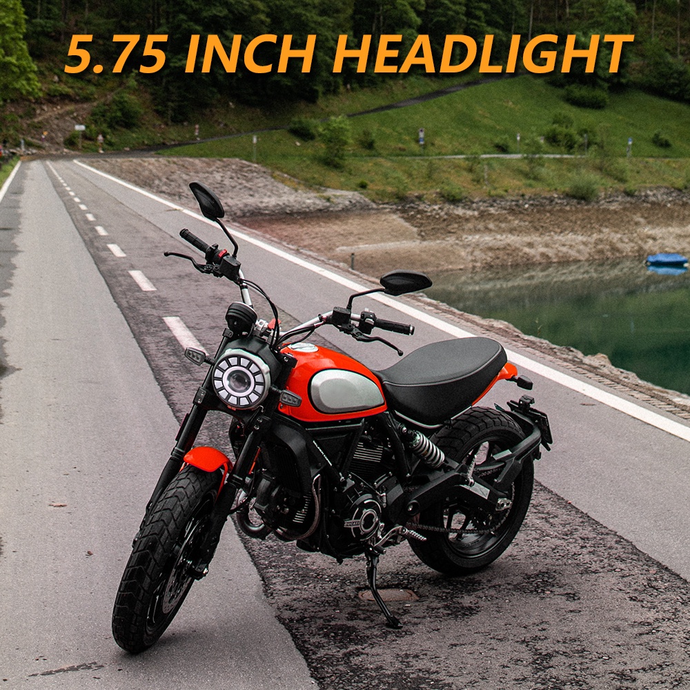 5.75 Inch Motorcycle Halo LED Headlights 200W DRL Motorcycle Headlamp ...