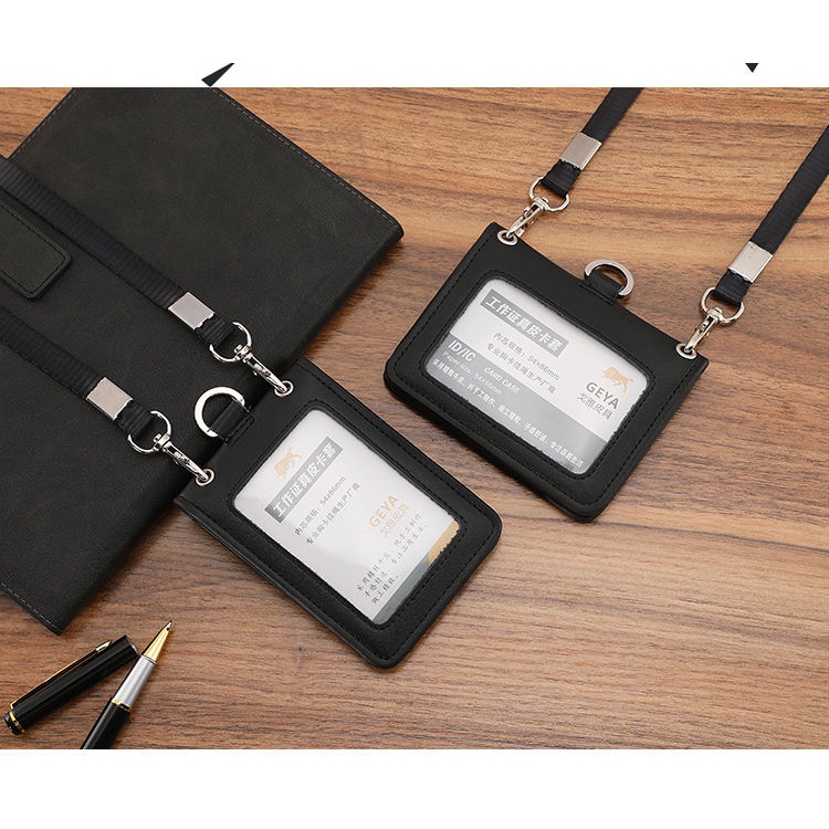 Genuine Leather Work Permit Card Cover Multifunctional Business Work ...