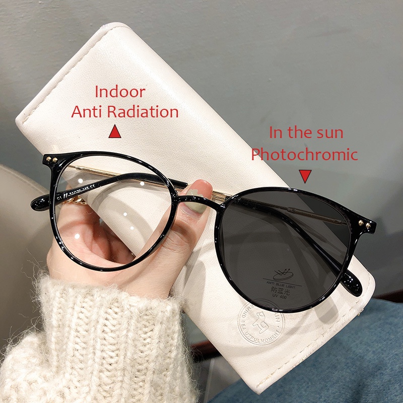 Fashion Photochromic Eyeglasses Anti Radiation Eye Glasses for Women ...