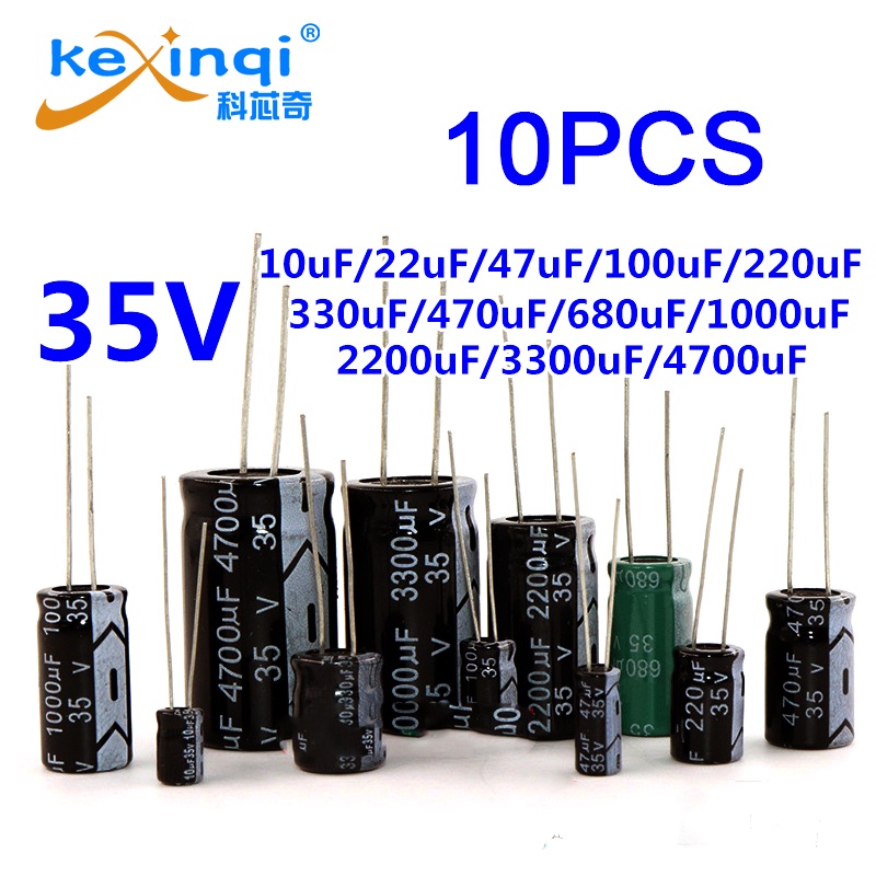 10pcs/pack 35v 220uf High Frequency Low Resistance In-line Aluminum ...