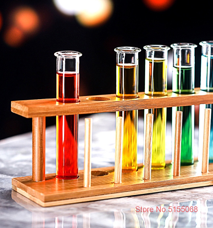 6 Piece Lot Test Tube Cocktail Glass Set With Free Rack Stand Bar KTV ...