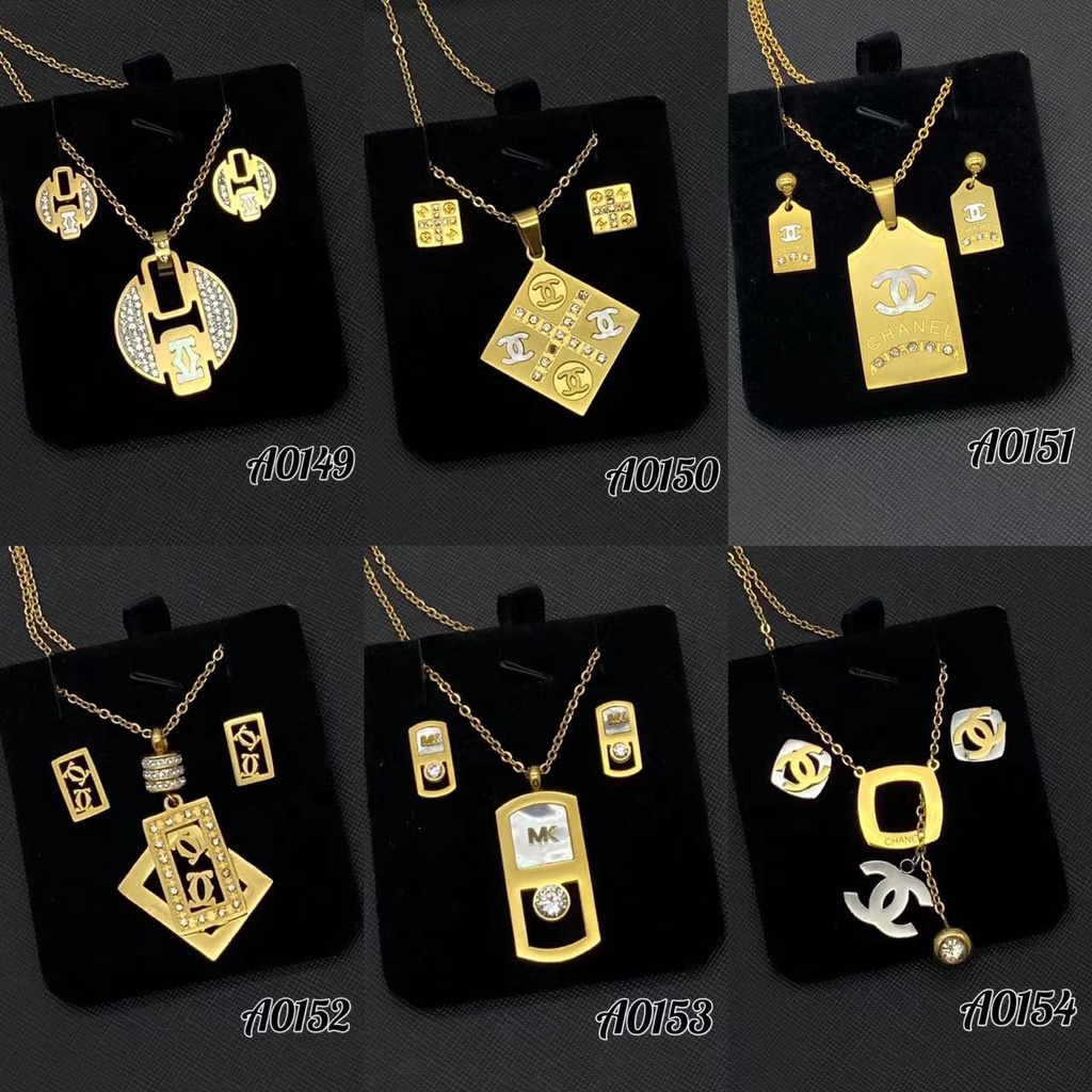2 in 1 LUXURY STAINLESS NECKLACE WITH EARRINGS JEWELRY SET (PART 2 ...