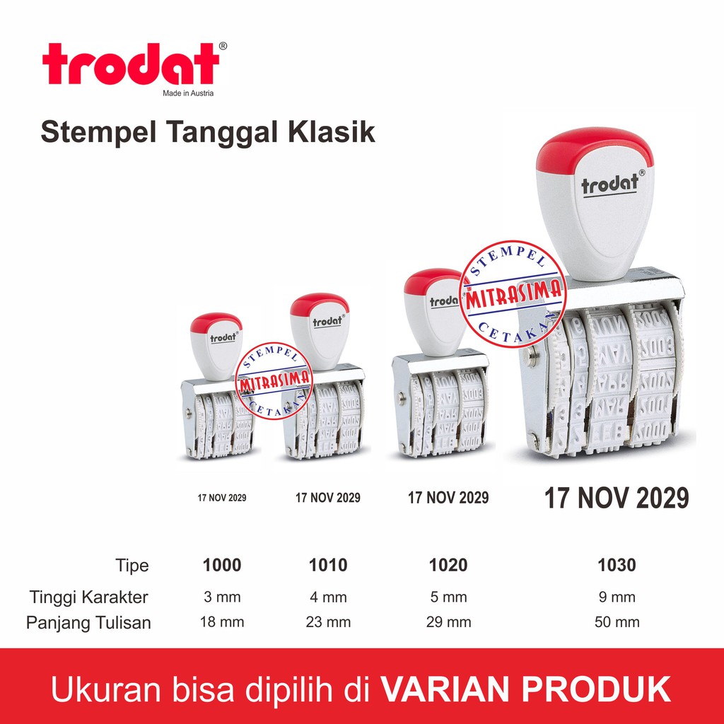 Trodat classic date stamp type 1000 1010 1020 1030 | Shopee Philippines