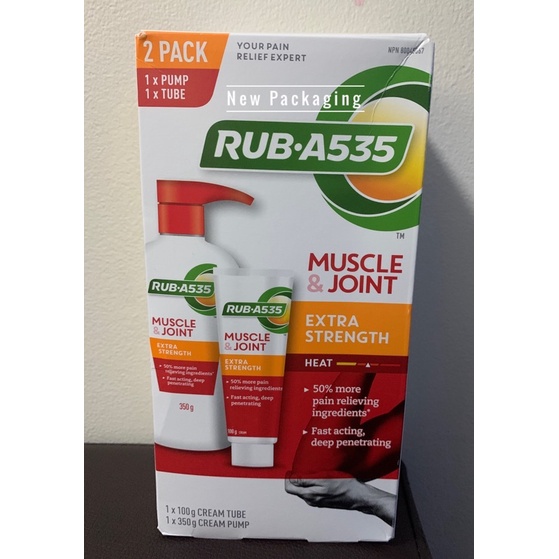 Rub A 535 Muscle & Joint cream extra strength heat 2-1 0 pack 350g/100g ...