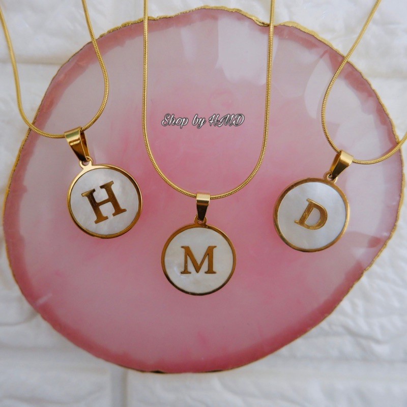 Capiz Pearl Initial Letter Alphabet Necklace - with free box 18K Gold ...