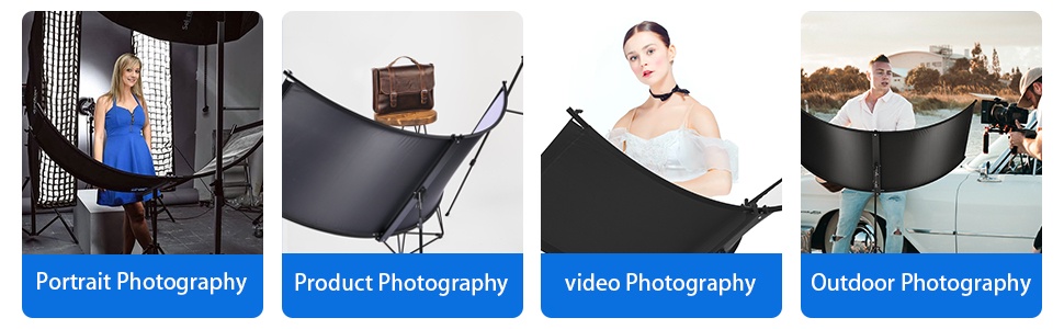 Selens U-Shaped Curved Photo Reflector With Four Color Reflective Cloth ...