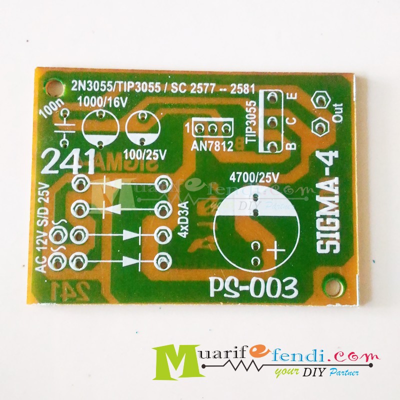 Pcb Voltage Stabilizer Power Supply NON CT Using IC reg 78 And TIP3055 ...