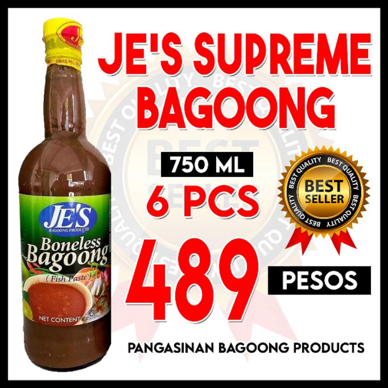 JE'S SUPREME Boneless Bagoong ISDA Original from Pangasinan (750ML- Bundles of 6PCs) | Shopee ...