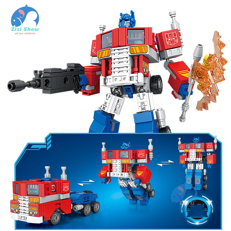 LEYU Transformers Building Blocks Optimus Prime Truck Robot Model Kids Toys Robot Transformers ...