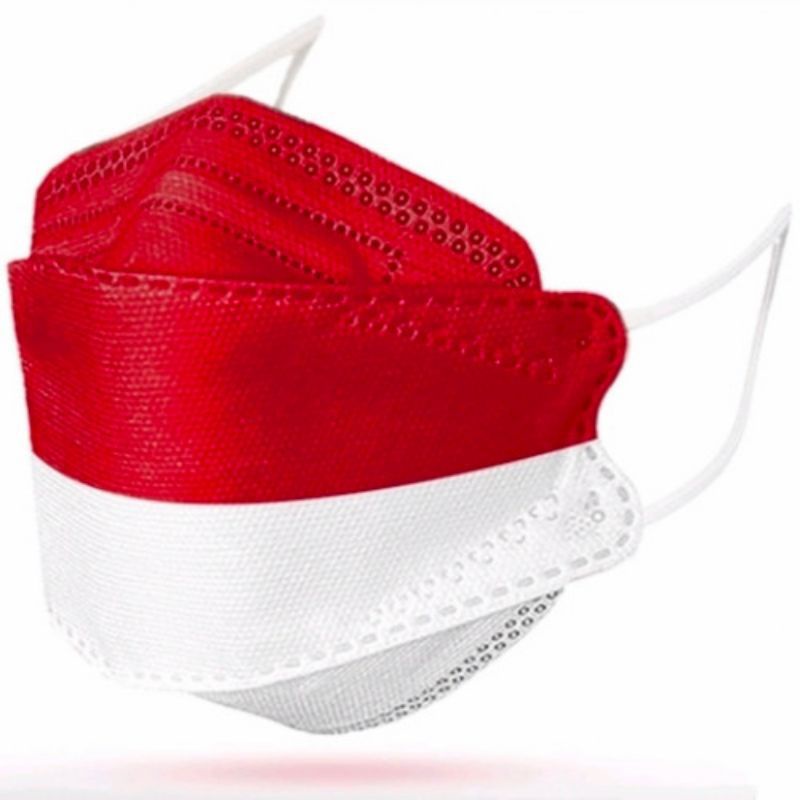 PUTIH MERAH Red White KF94 Mask 4 PLY EARLOOP Layer Adult Contents 10 ...