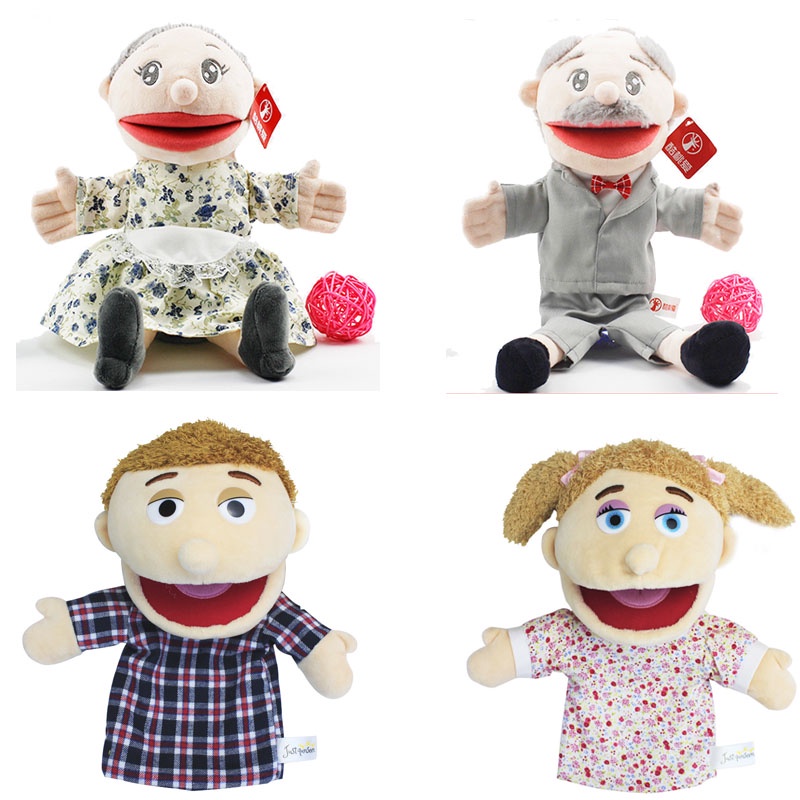 35cm family open mouth puppets kindergarten show mom dad ventriloquist ...