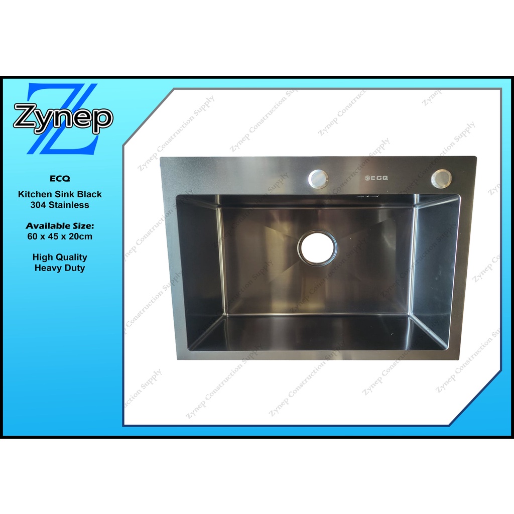 ECQ 304 STAINLESS BLACK KITCHEN SINK 60X45X20CM | Shopee Philippines