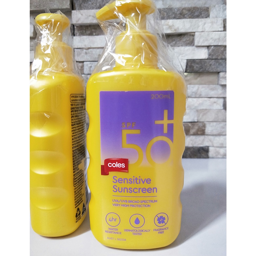 Coles Sensitive Sunscreen SPF50+ 200mL | Shopee Philippines