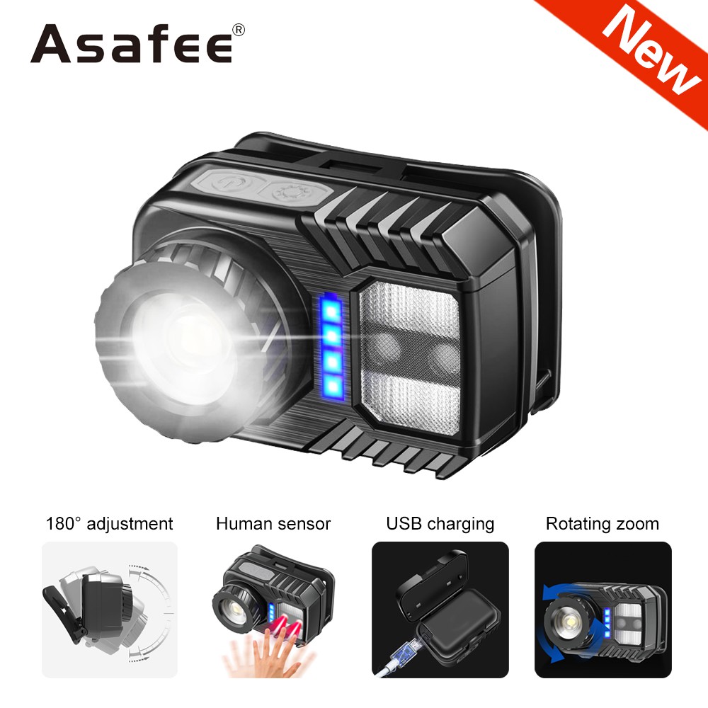 Asafee K120 outdoor portable mini zoom sensor headlight XPG COB LED ...