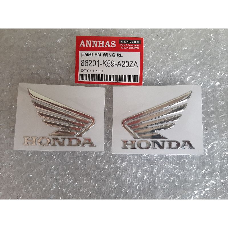 Honda wing full croom 3D 60k wing logo, right and left pair | Shopee ...