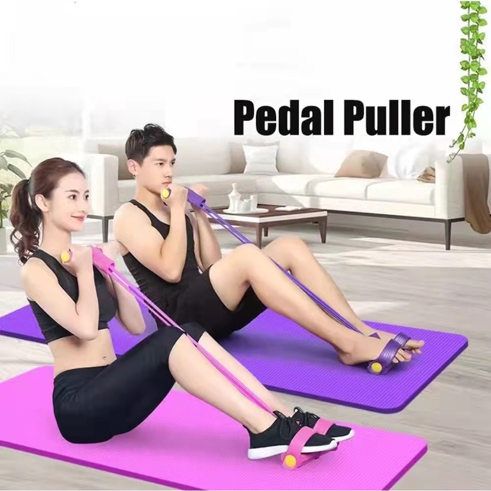 4-Tube Elastic Pull Rope Fitness Natural Latex Sit-up Body Trimmer Yoga ...