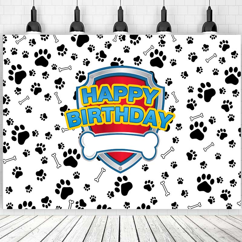 Paw Patrol Dogs Birthday Backdrop Photography Baby Shower Kids Children Blue Background Party ...