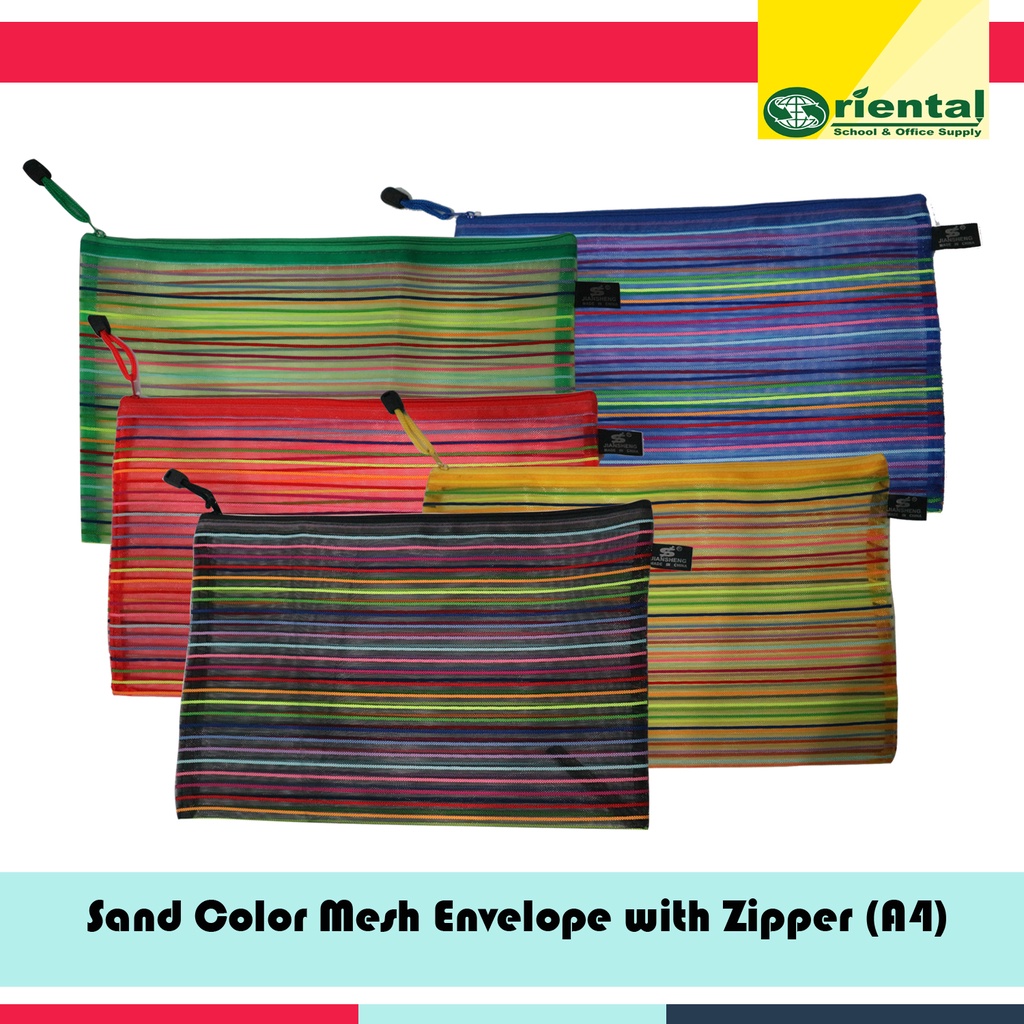 A4 Sand Colored Mesh Envelope with Zipper - See Through Organizer -A4 ...