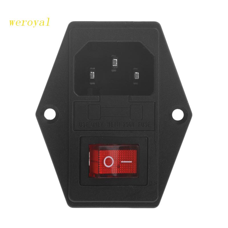 weroyal 3 Pin IEC320 C14 Inlet Module Male Connector Plug Fuse Switch ...
