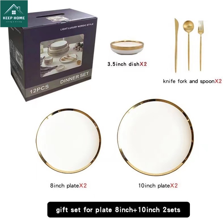 Keep Home 12/36pcs Set 2/6person Luxury Ceramic Tableware Dinner Plates ...