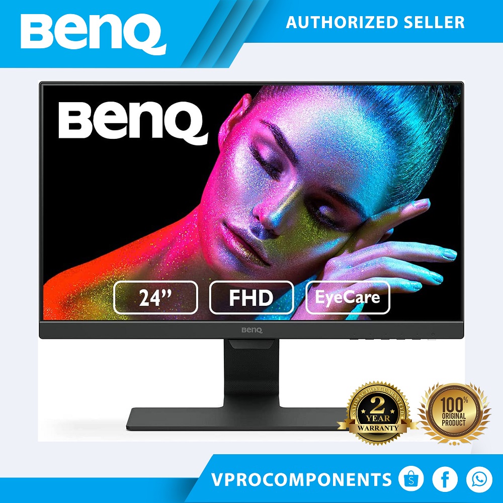 BenQ GW2480 23.8" 1920x1080 60Hz FHD IPS Low Blue Light Eye Care Office ...