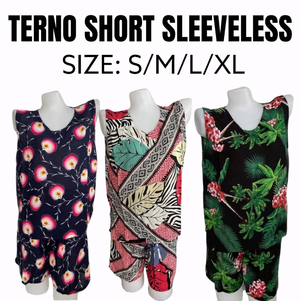 (120/each) SLEEVELESS TERNO SHORT CHALLIS (PANG LOLA, MATANDA, NANAY ...