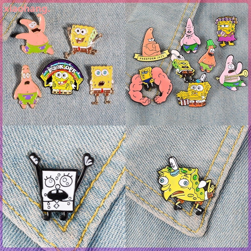 Cartoon Cute Rainbow SpongeBob SquarePants Brooch Pins Jewelry Patrick ...