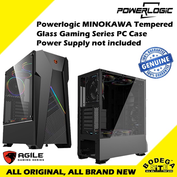 Powerlogic MINOKAWA Tempered Glass Gaming Series PC Case Power Supply ...