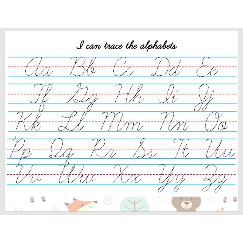 LAMINATED CURSIVE TRACING OF NAME & ALPHABET PLUS MARKER (Blue and Red ...