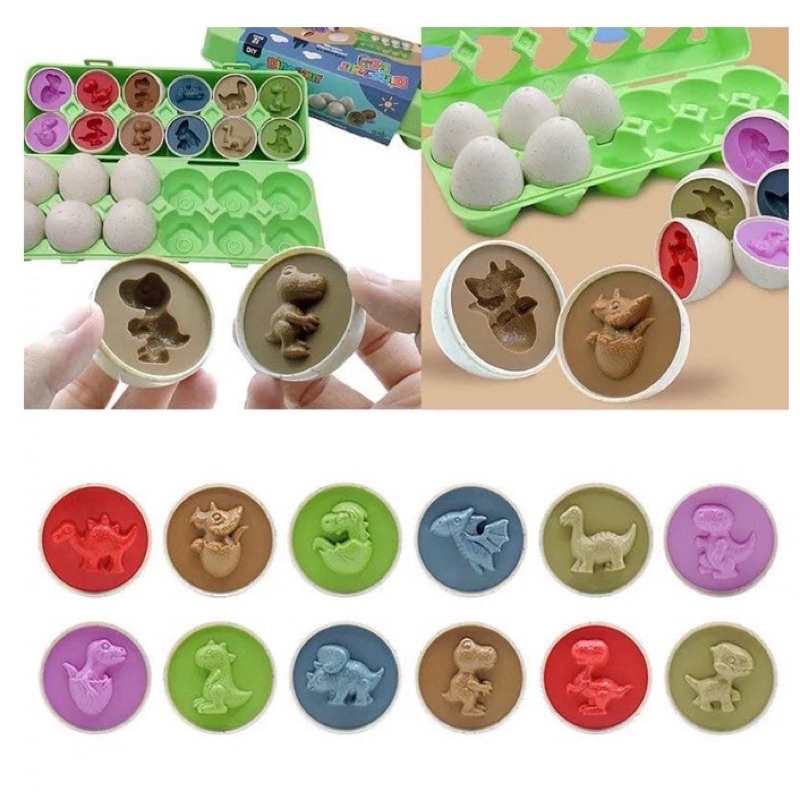 Matching Egg 12 pcs Set Color & Shape Dinosaur Recognition Sorter ...