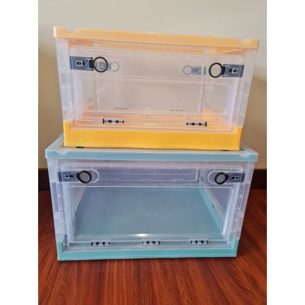 Collapsible Storage Crate with Side opening and Cover with wheels ...