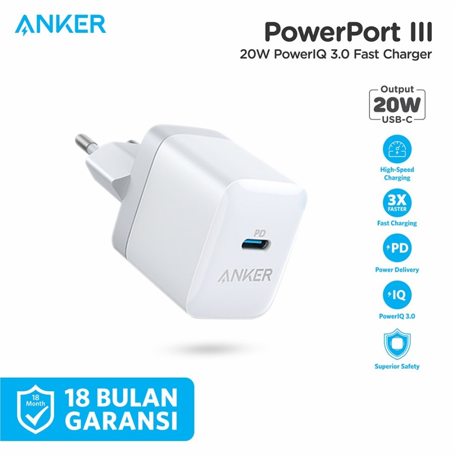 Charger Head Anker Type C Powerport III 20W PD A2631 | Shopee Philippines