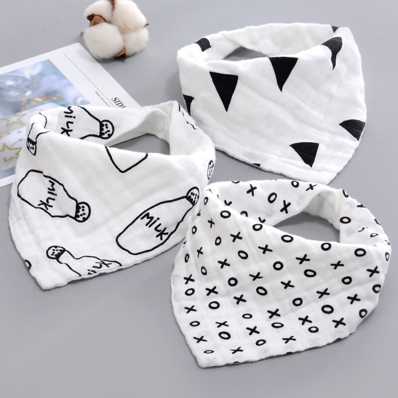 Baby Gauze Triangle Towel Baby Drool Towel Cartoon Printed Baby Bib ...