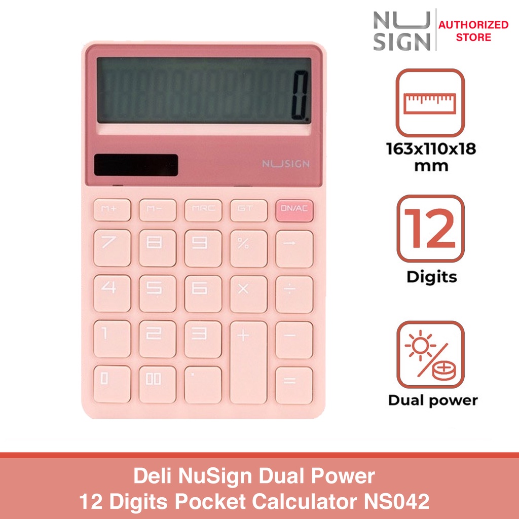 Deli NS042 NuSign Dual Power Pocket Calculator [79NS042] | Shopee ...