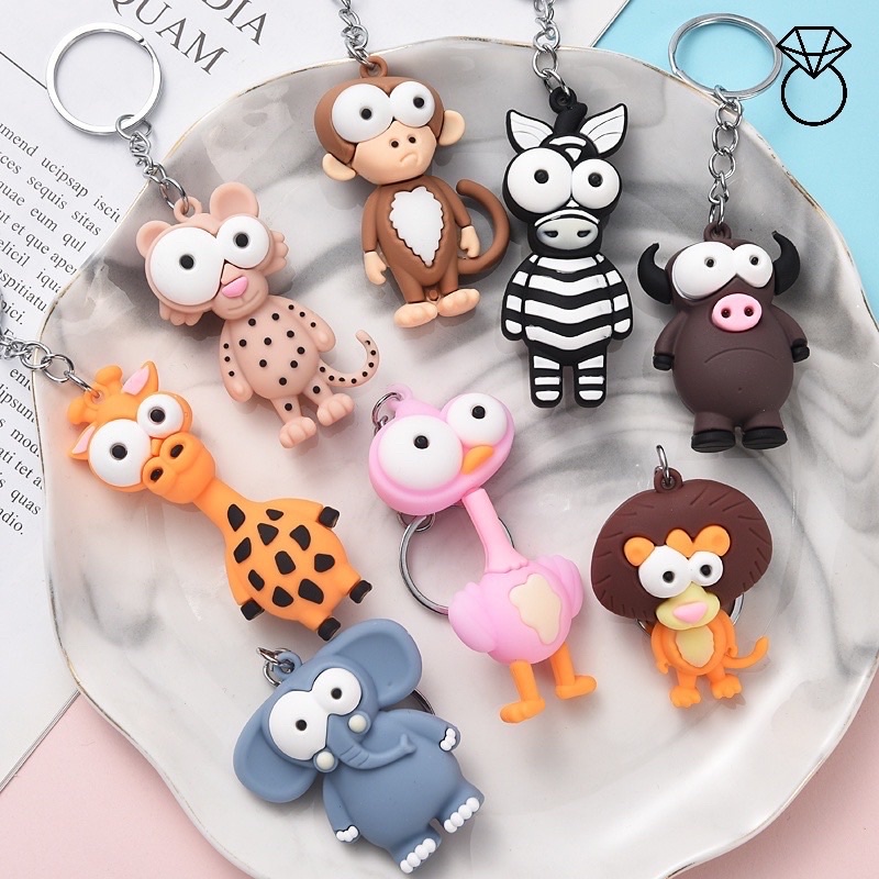 New Animal Doll Big-eyed Cute Monkey Keychain Giraffe Naive Elephant ...