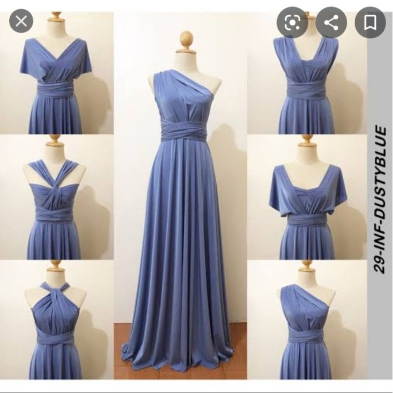 Dusty Blue Infinity Dress with Attached Tube Floorlength | Shopee ...